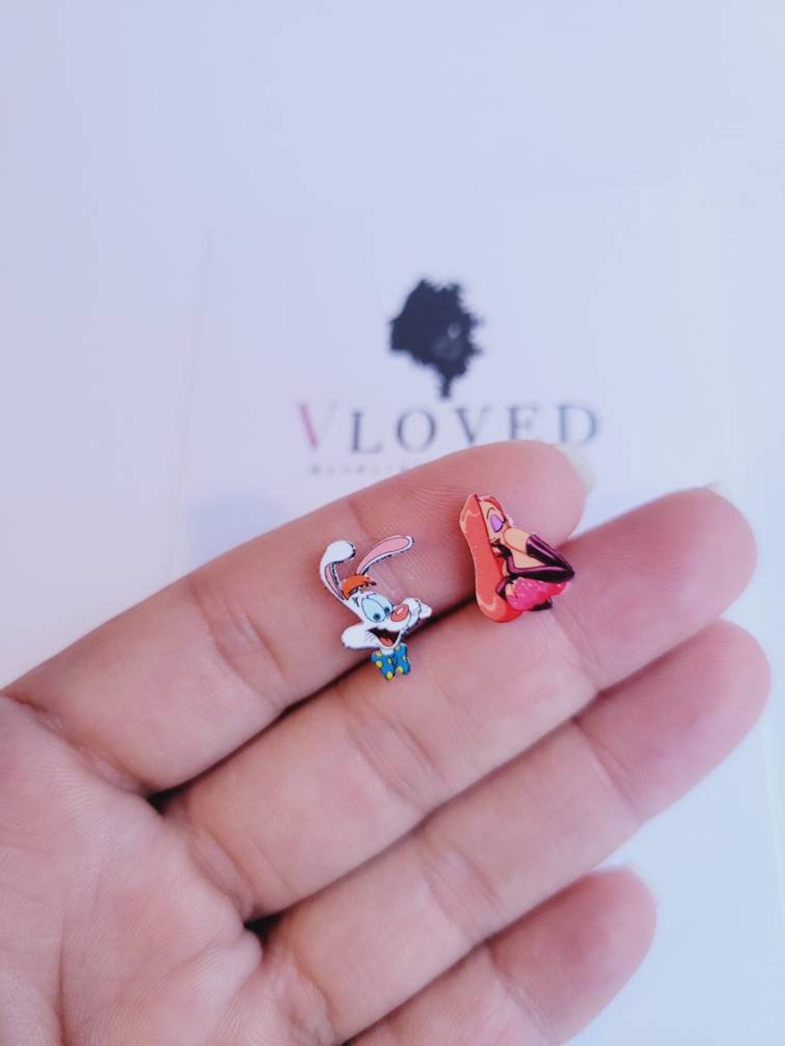 Jessica & Roger Rabbit Inspired Studs Earrings, Disney Necklace, Disney ...