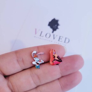 Jessica & Roger Rabbit Inspired Studs Earrings, Disney Necklace, Disney ...