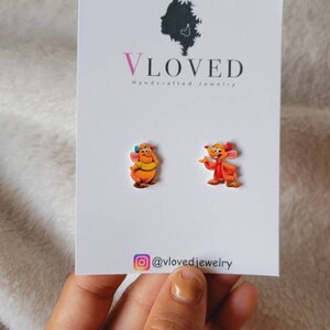 Jaq & Gus Inspired Stud Earrings, Inspired Earrings, Disney Necklace ...