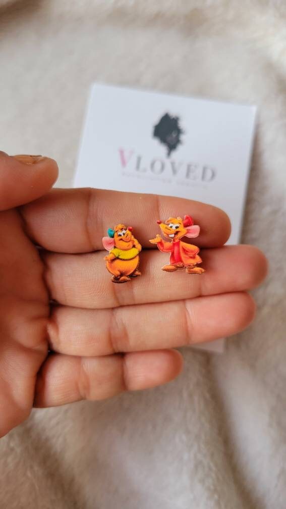 Jaq & Gus Inspired Stud Earrings, Inspired Earrings, Disney Necklace ...