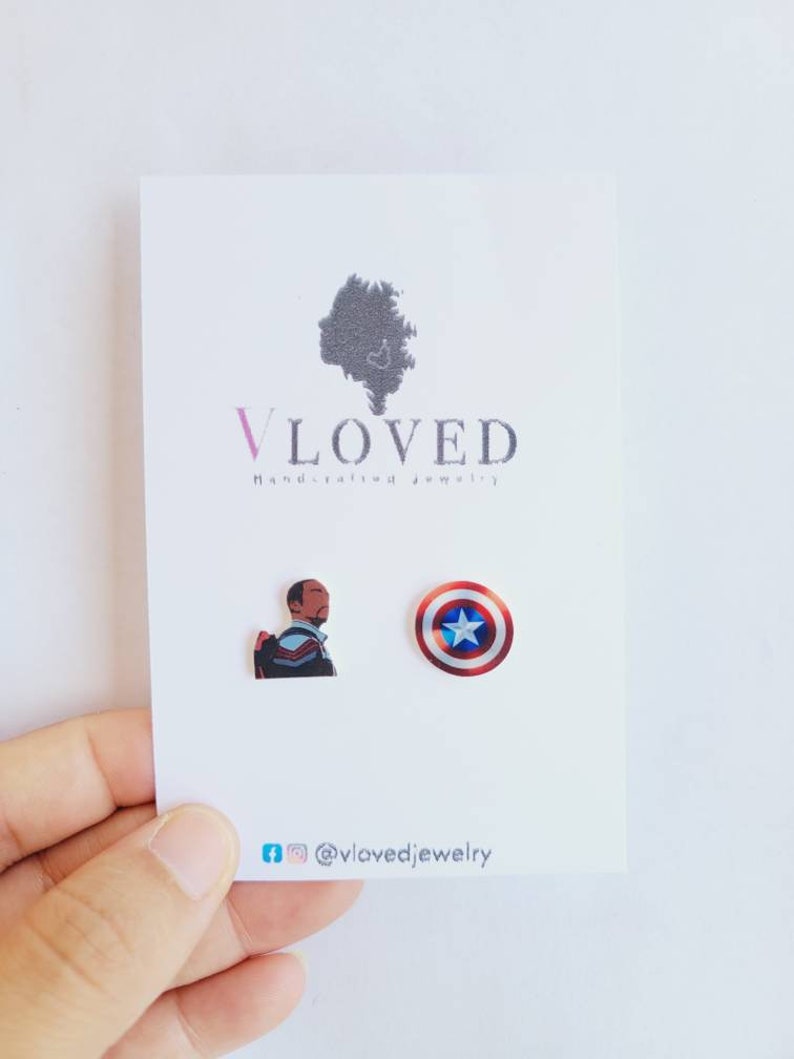 The Falcon as Captain America Inspired Earrings, Disney Jewelry, Disney ...