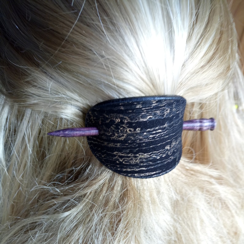 Real Leather Hair Stick Barrette Modern and Elegant Hair | Etsy