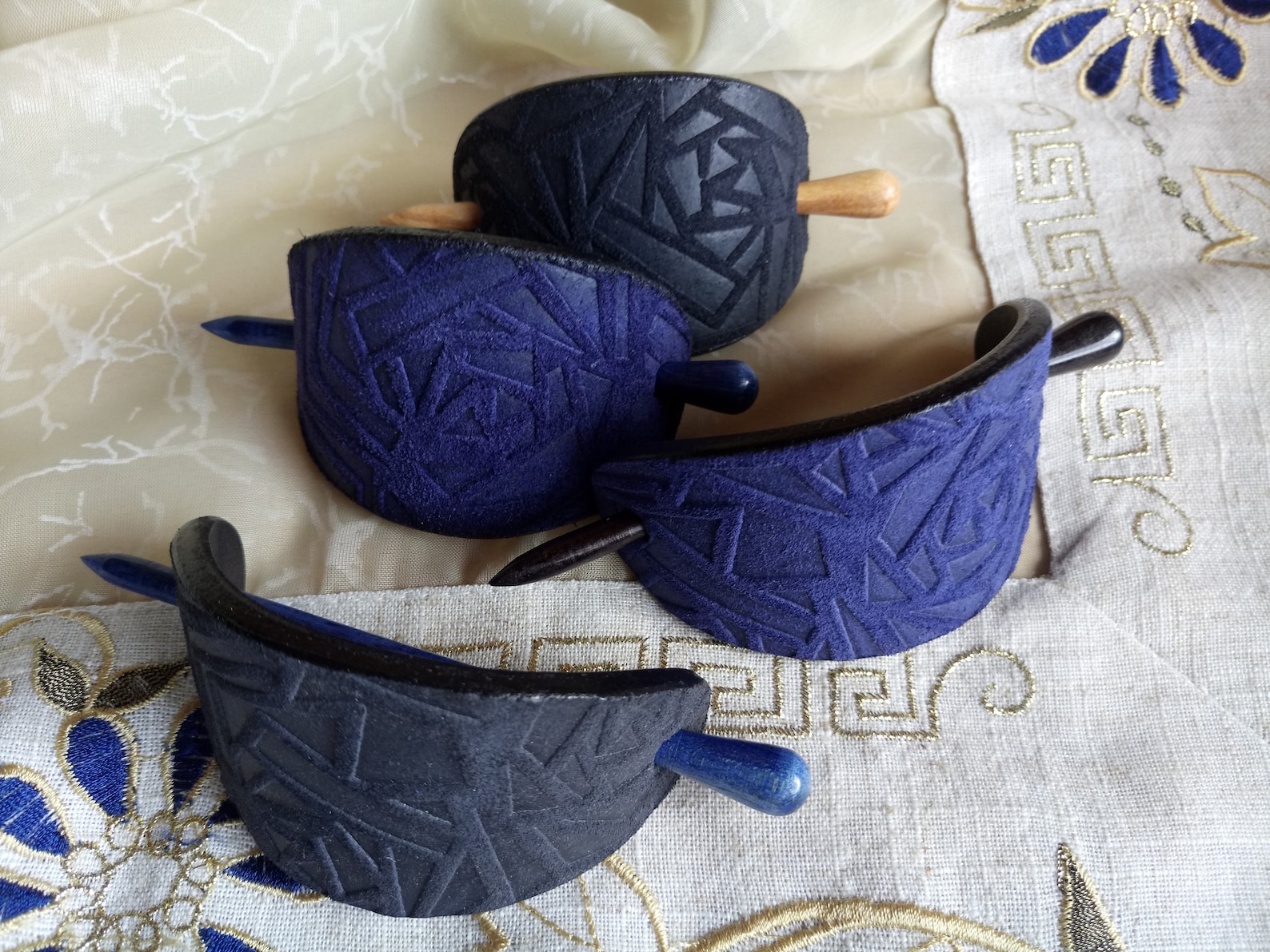 Real Leather Hair Stick Barrette, Modern and Elegant Hair Slide, Women ...