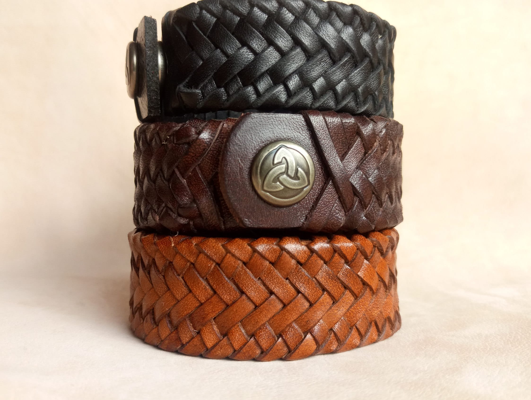 Hand Braided Leather Bracelet Cuff for Men's and | Etsy
