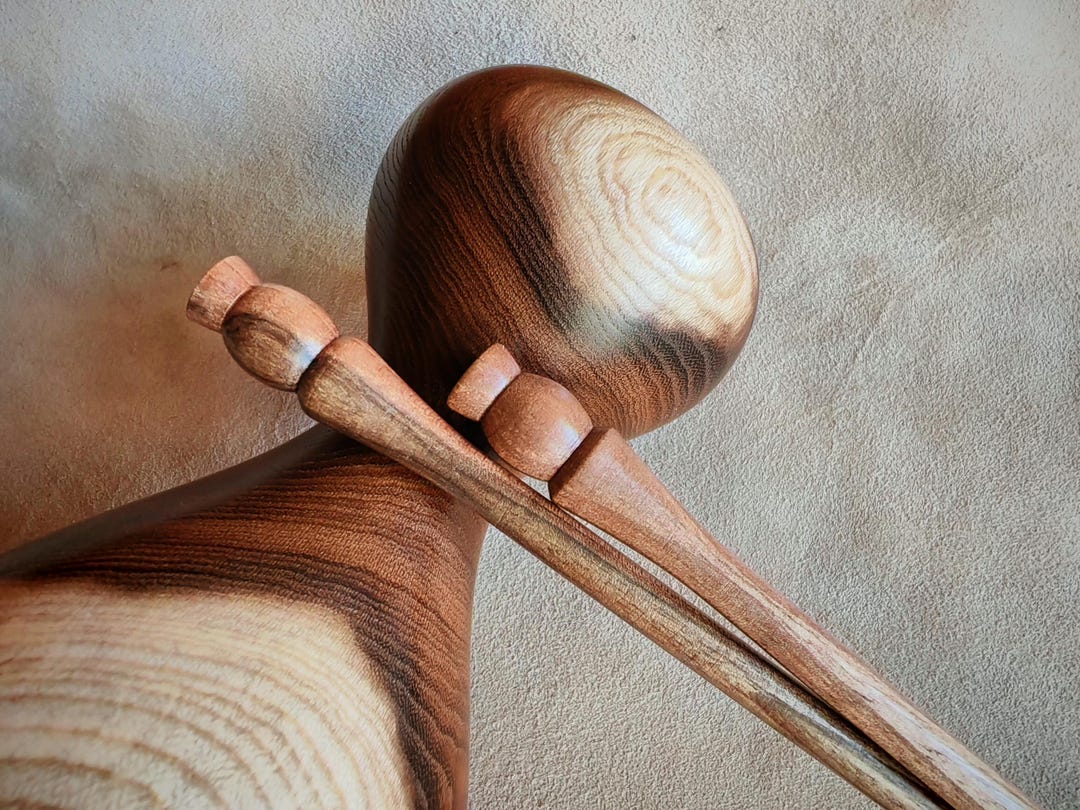 Beautiful Turned Wooden Hair Sticks From Walnut Wood, Pair of Wooden ...
