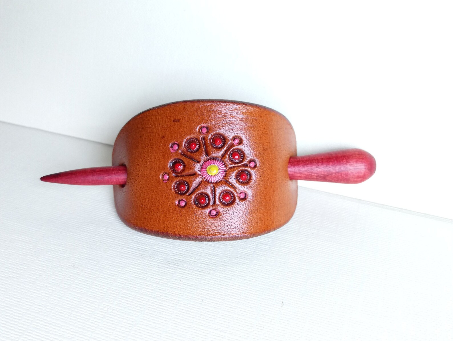 Leather Stick Barrette, Small Size Leather Hair Slide With Matching ...