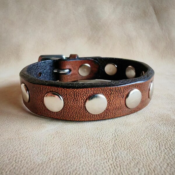 Studded Leather Bracelet - Etsy