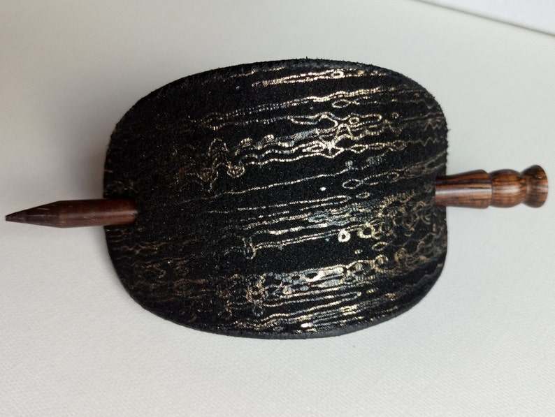 Real Leather Hair Stick Barrette Modern and Elegant Hair | Etsy