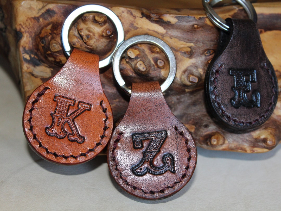 Personalised Leather Keyring, Key Fob With Initial, Custom Initial ...