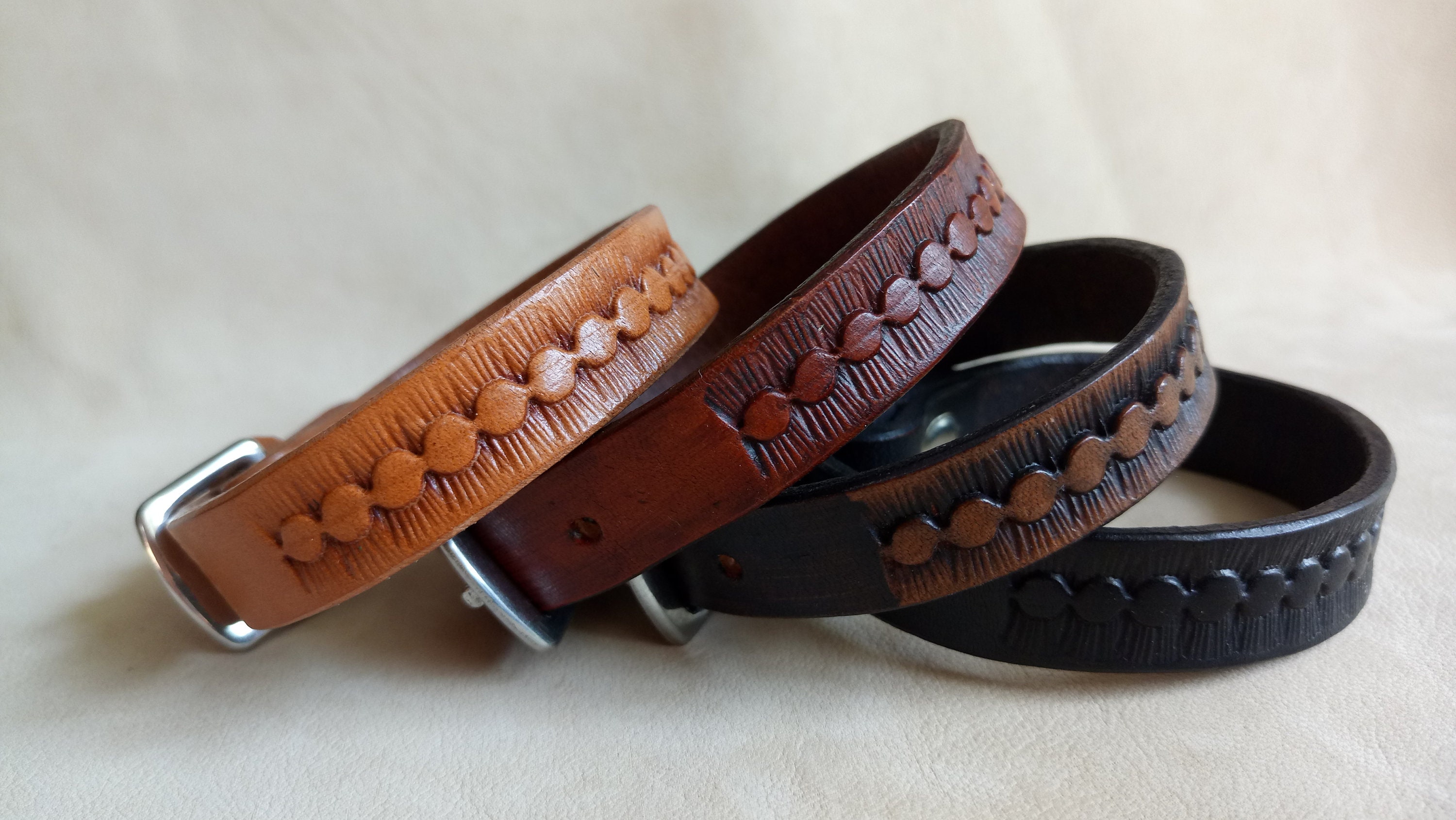 Leather Cuff Hand Tooled Leather Cuff Womens Cuff Mens | Etsy