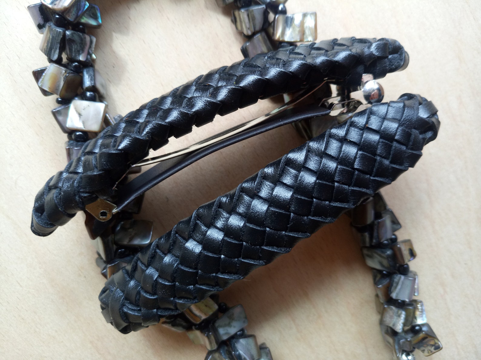 Hand Braided Leather French Barrette, Large Hair Barrette for Women ...