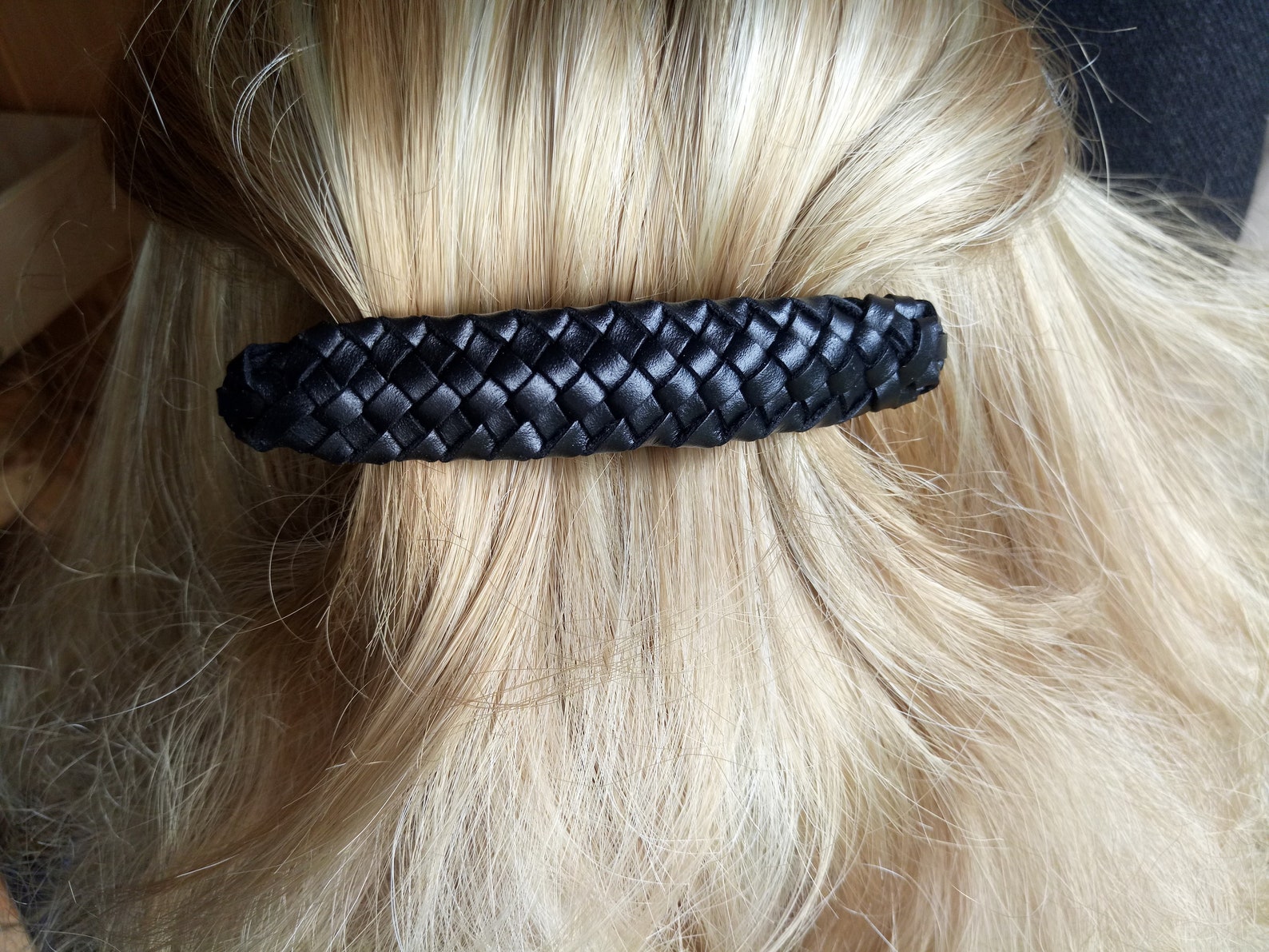 Hand Braided Leather French Barrette, Large Hair Barrette for Women ...