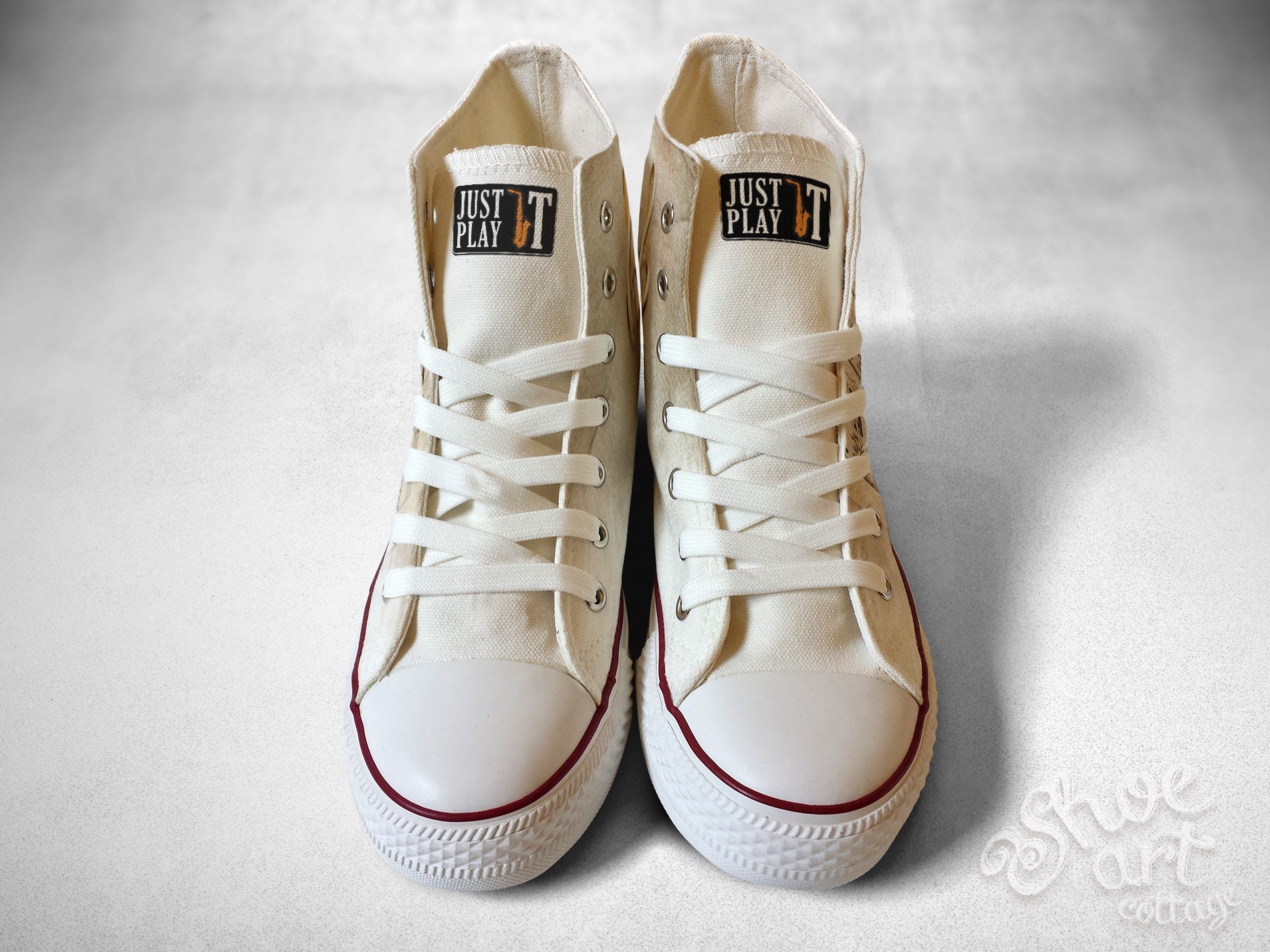 Sheet Music Saxophone Treble Clef Custom Made Shoes - Etsy