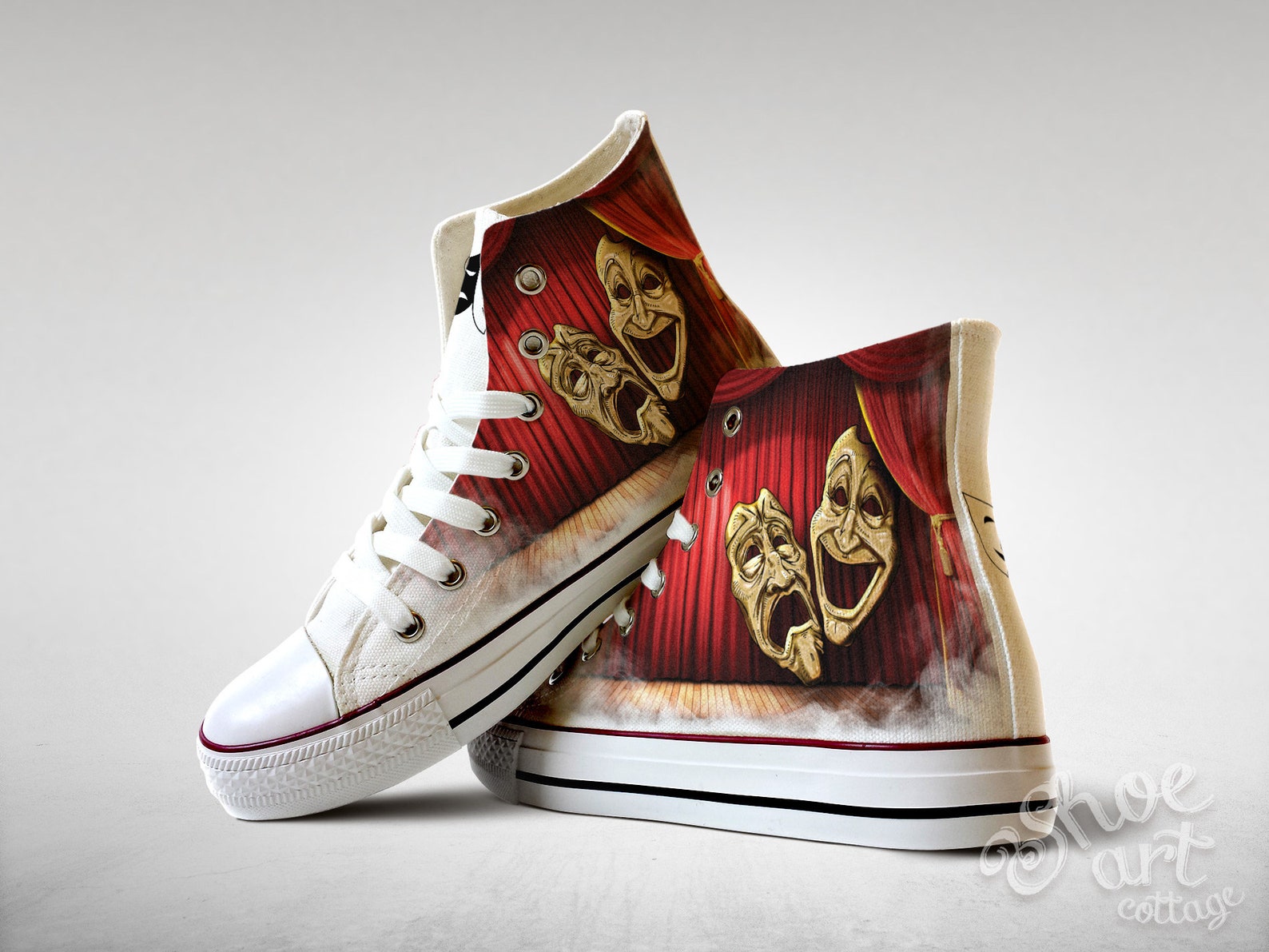 Theater With Masks, Stage and Curtain Custom Made Shoes - Etsy