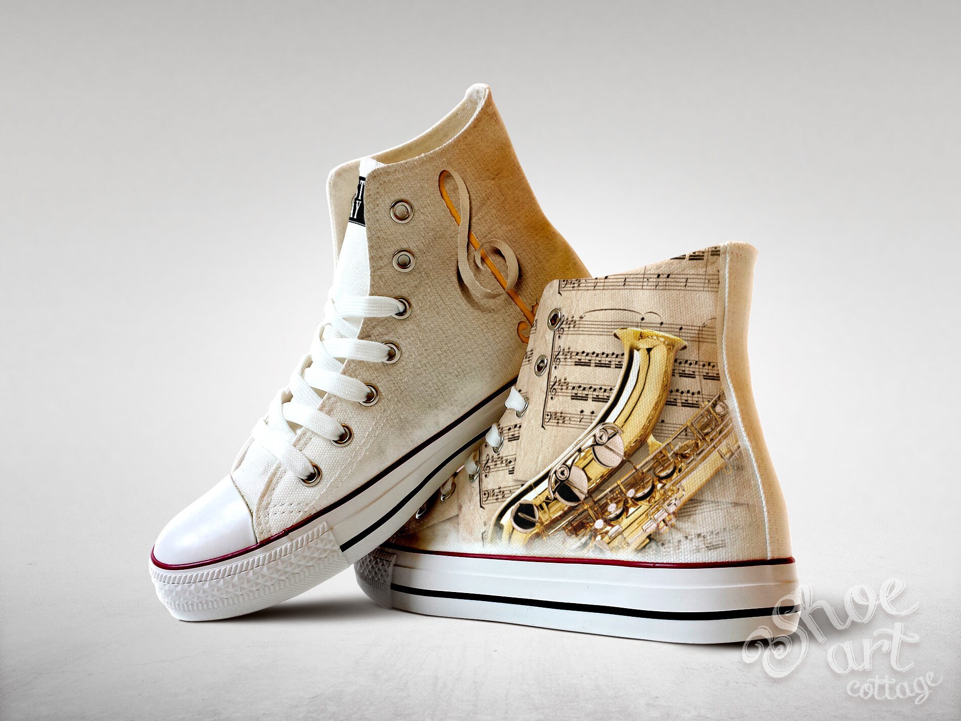Sheet Music, Saxophone, Treble Clef, Custom Made Shoes - Etsy