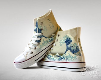 The Great Wave off Kanagawa Custom Converse Painting Custom - Etsy