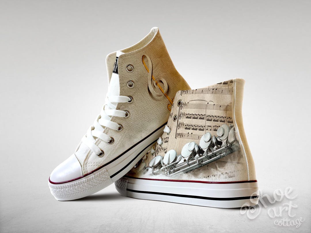 Sheet Music, Flute, Treble Clef, Custom Made Shoes - Etsy