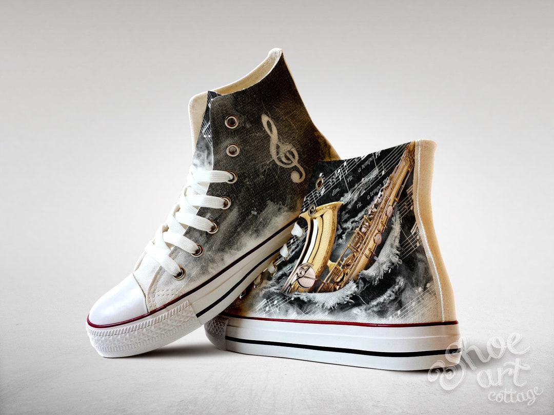 Sheet Music, Saxophone, Treble Clef, Custom Made Shoes - Etsy