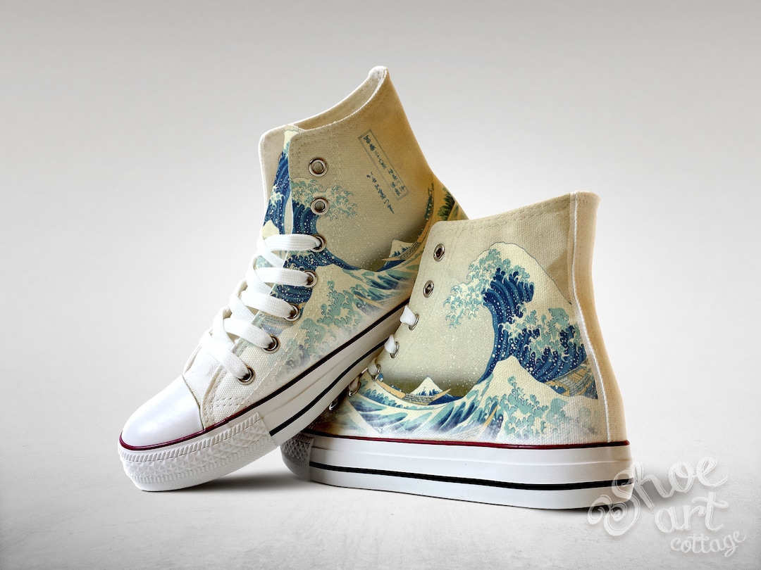 Great Wave off Kanagawa Painting, Custom Made Shoes - Etsy
