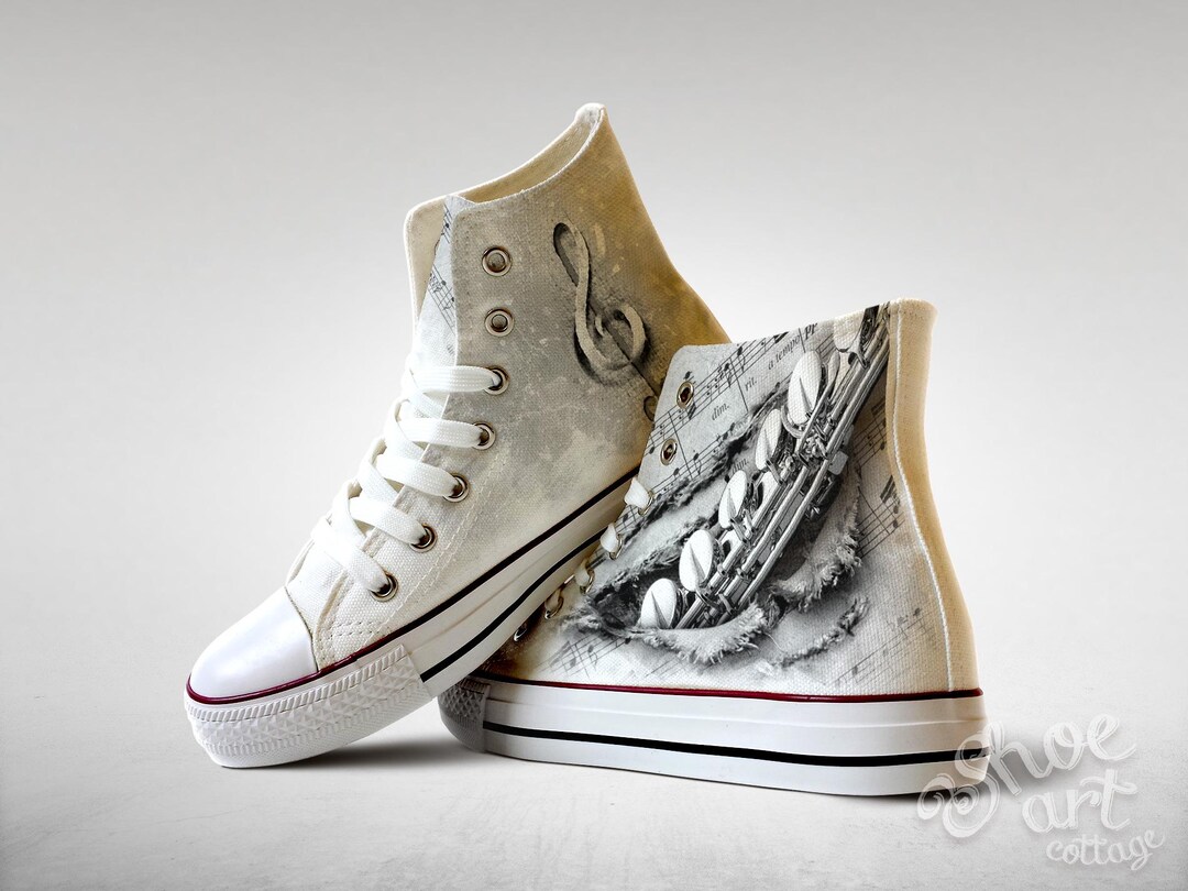 Sheet Music, Flute, Treble Clef, Custom Made Shoes - Etsy