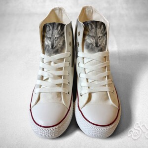 Wolf Wild Life Black and White Custom Made Shoes - Etsy