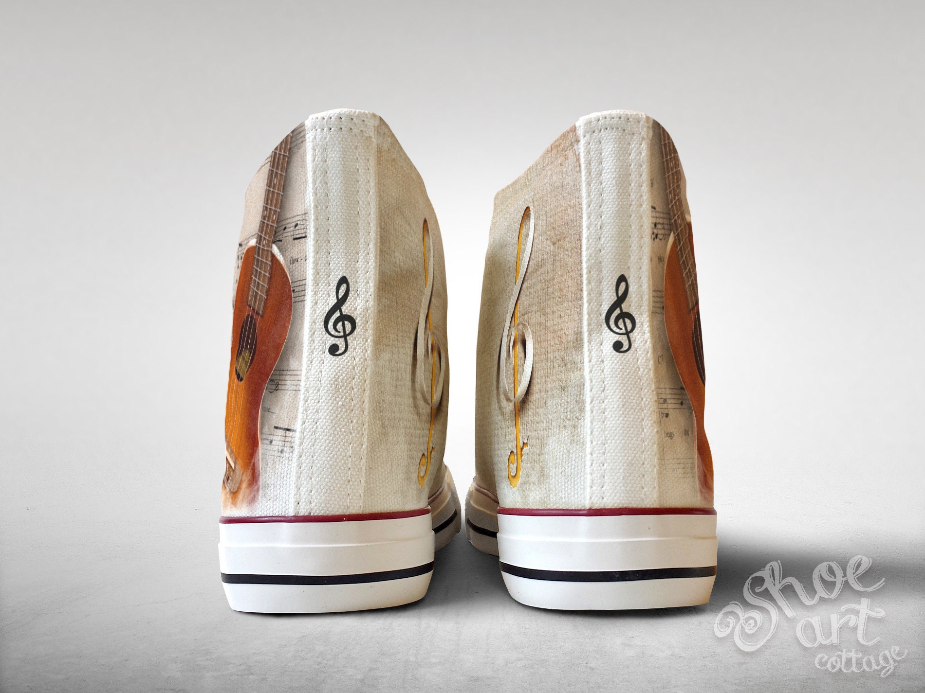 Sheet Music Ukulele Treble Clef Custom Made Shoes | Etsy