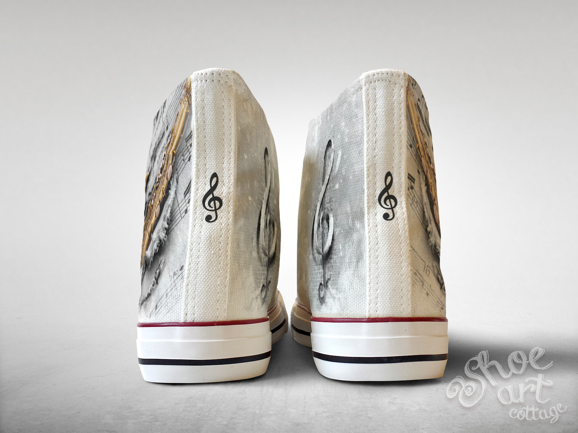 Sheet Music Saxophone Treble Clef Custom Made Shoes | Etsy