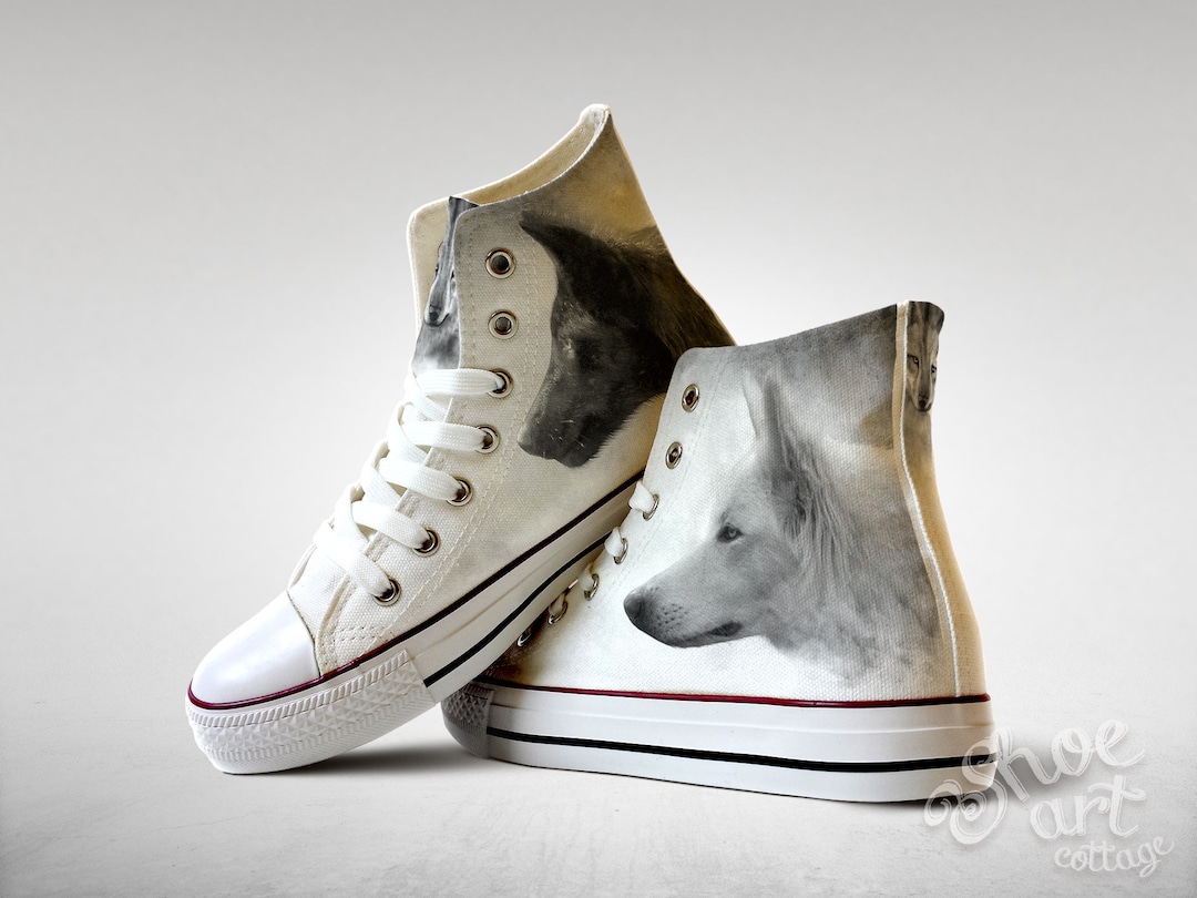 Wolf, Wild Life, Black and White, Custom Made Shoes - Etsy