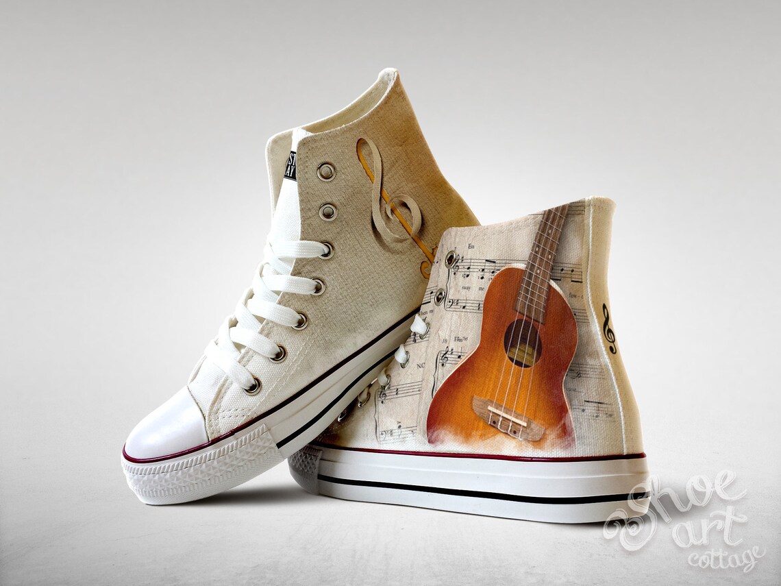 Sheet Music Ukulele Treble Clef Custom Made Shoes | Etsy