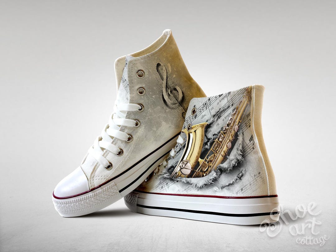 Sheet Music, Saxophone, Treble Clef, Custom Made Shoes - Etsy