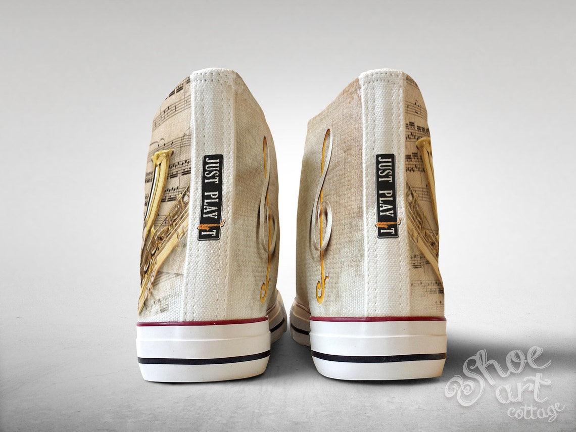 Sheet Music Saxophone Treble Clef Custom Made Shoes - Etsy
