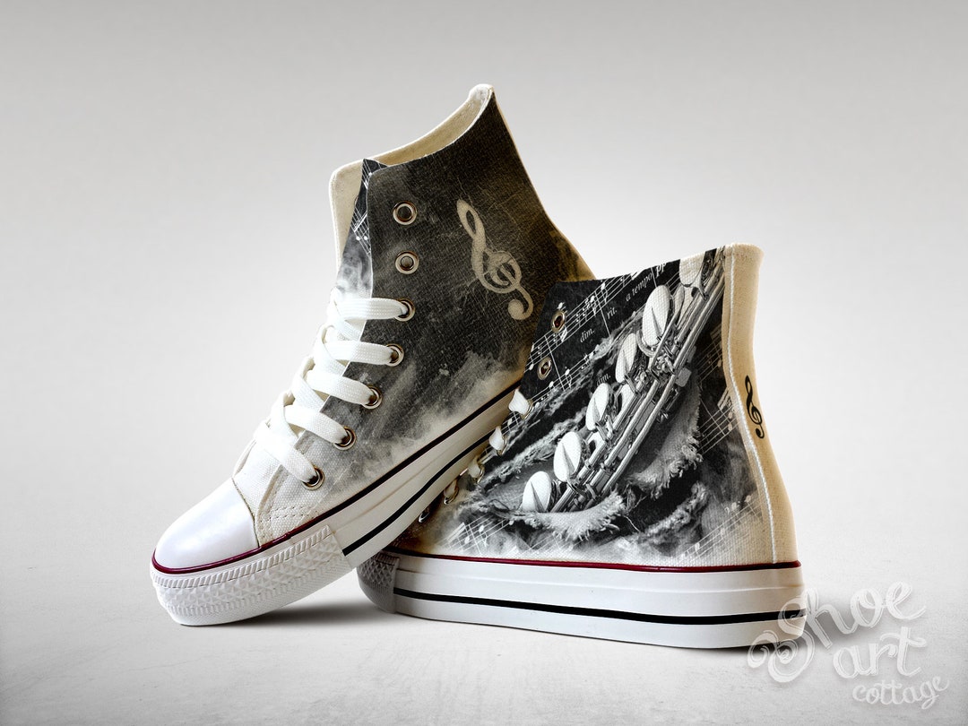 Sheet Music Flute Treble Clef Custom Made Shoes - Etsy