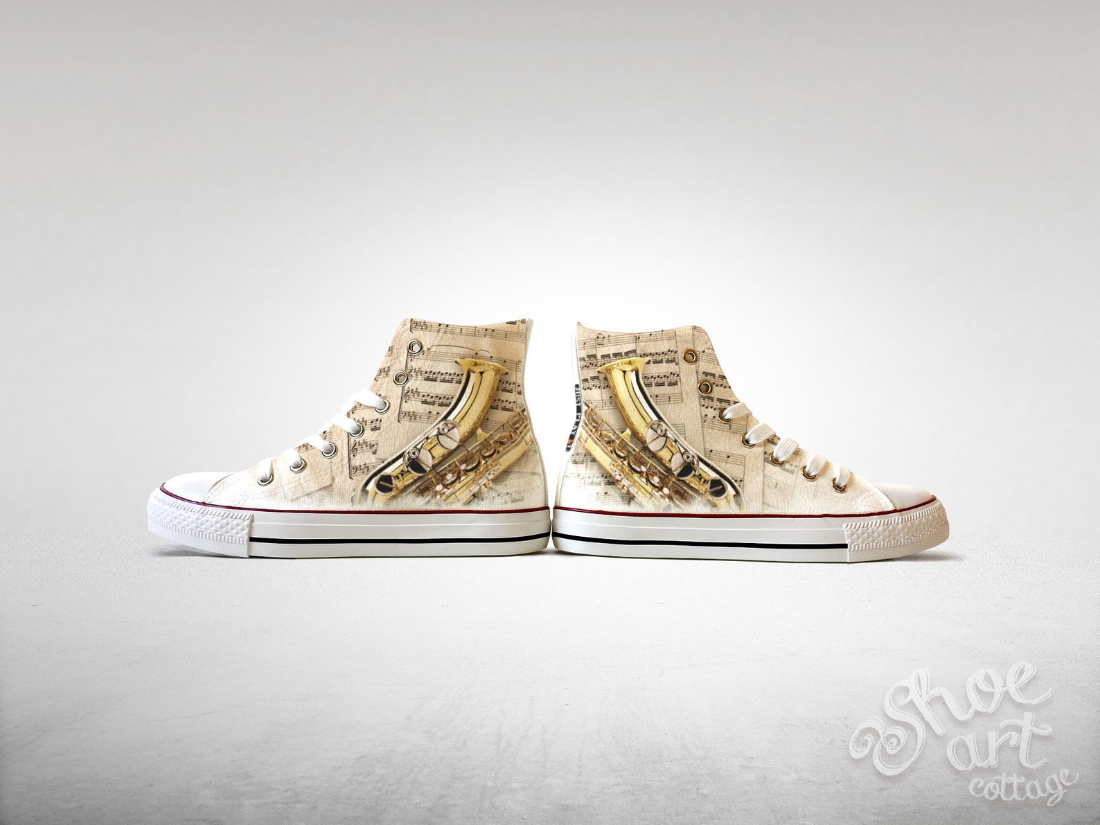 Sheet Music Saxophone Treble Clef Custom Made Shoes - Etsy