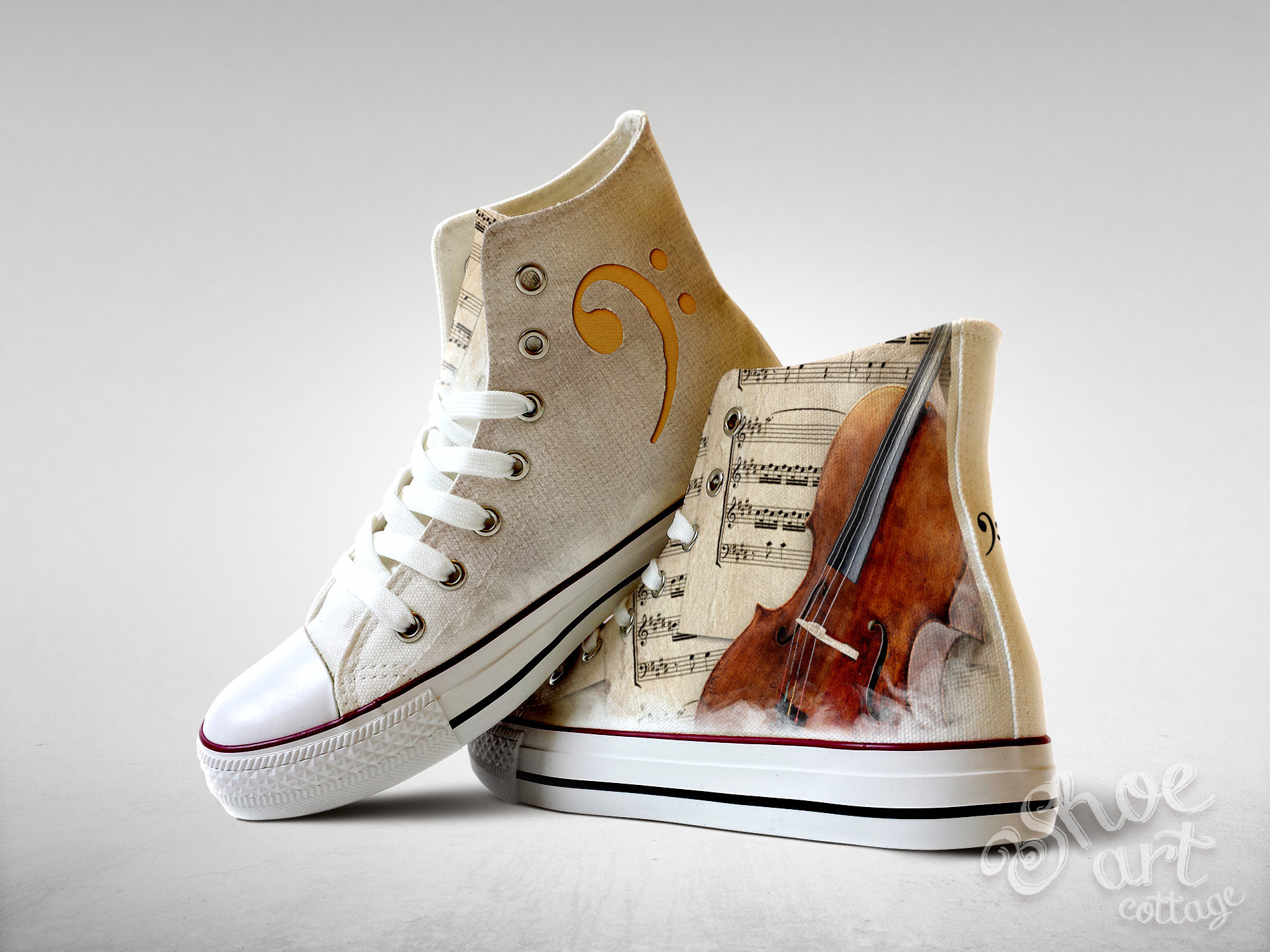 Sheet Music Cello F-clef Custom Made Shoes | Etsy