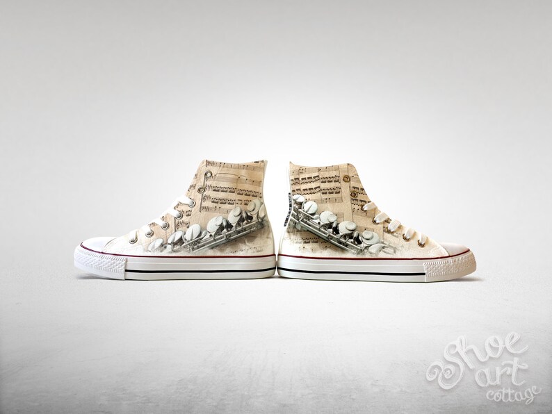 Sheet Music Flute Treble Clef Custom Made Shoes - Etsy
