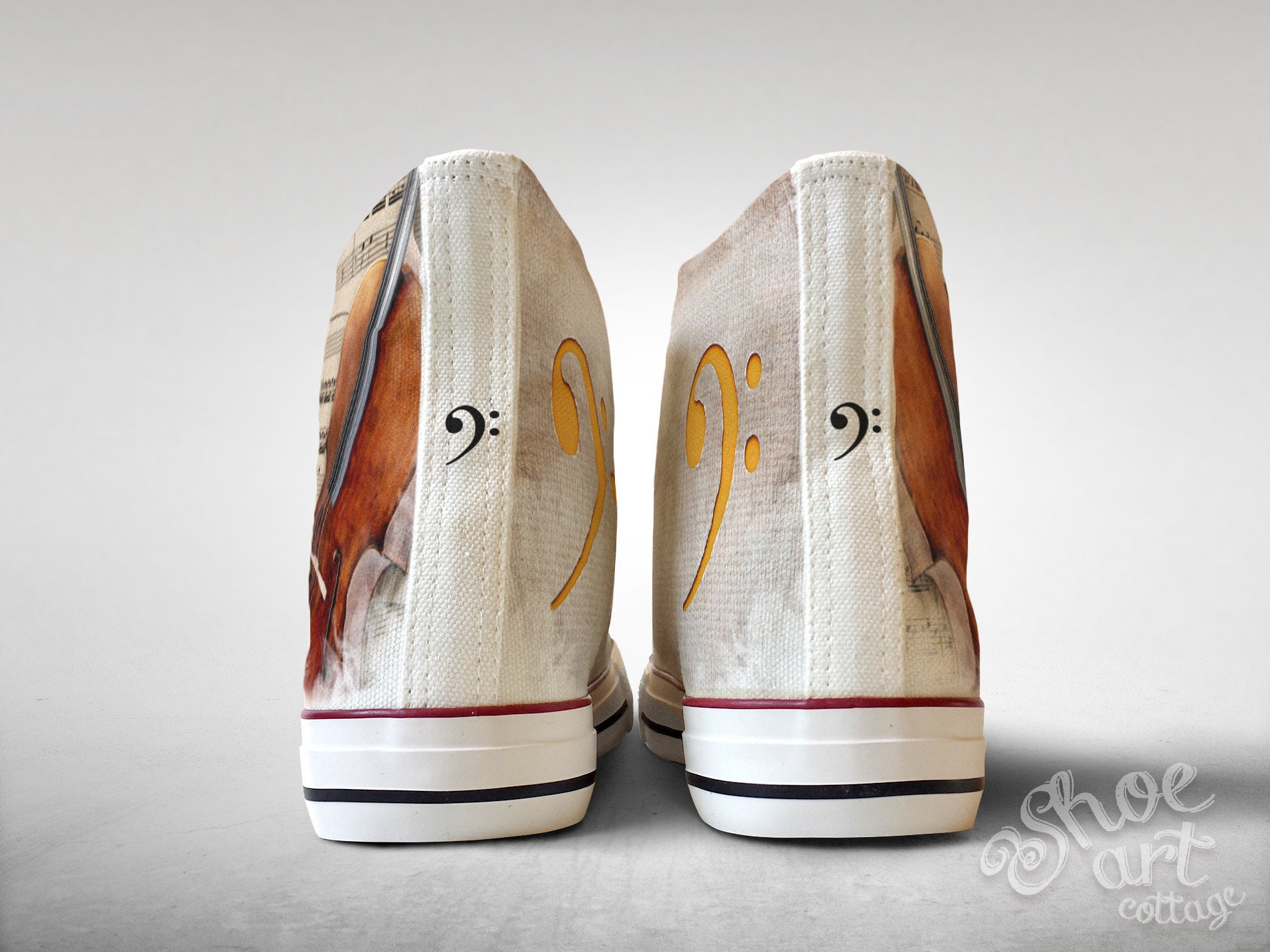 Sheet Music Cello F-clef Custom Made Shoes | Etsy