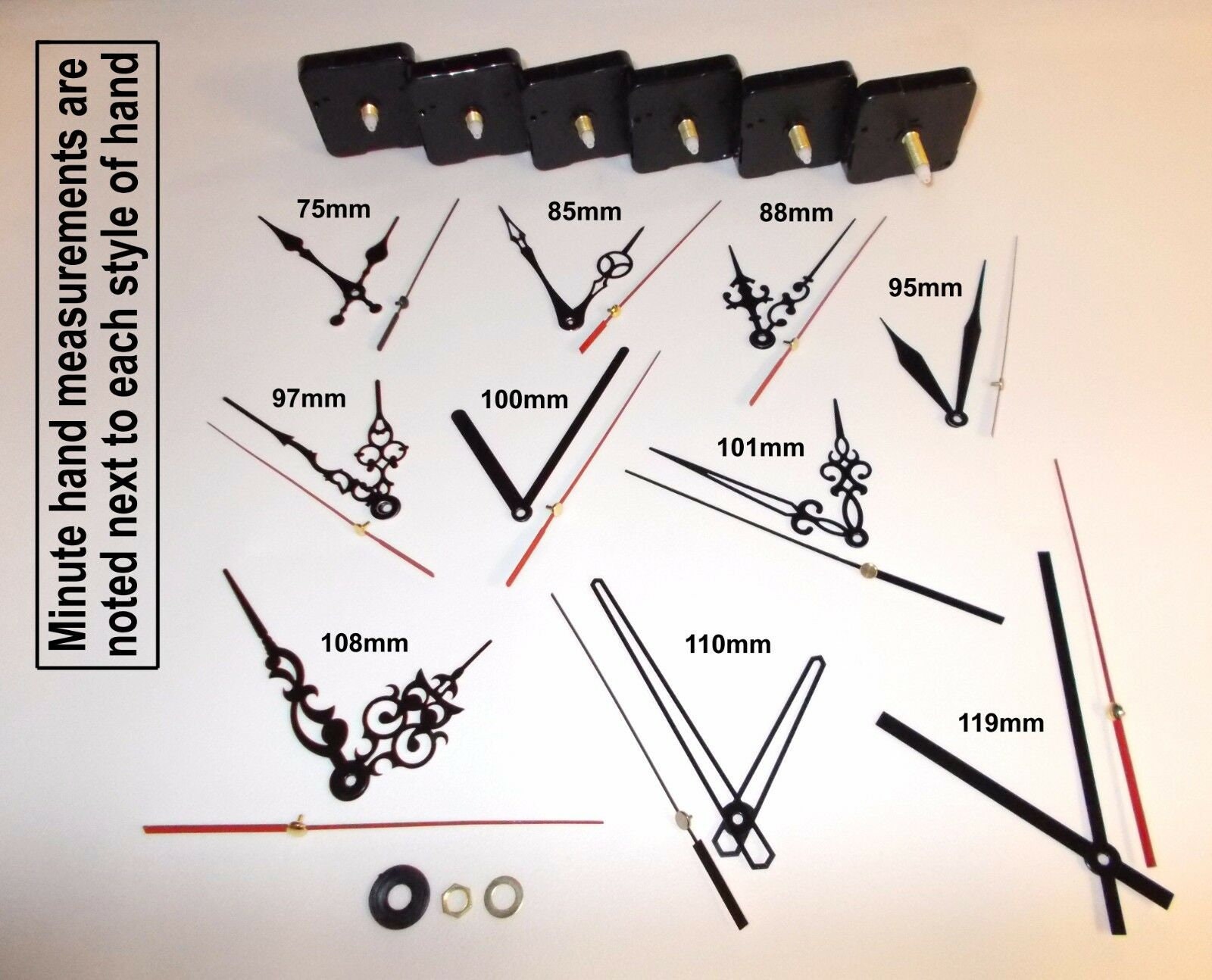 DIY Quartz Clock Movement / Mechanism. Silent Motor. Black Hands ...