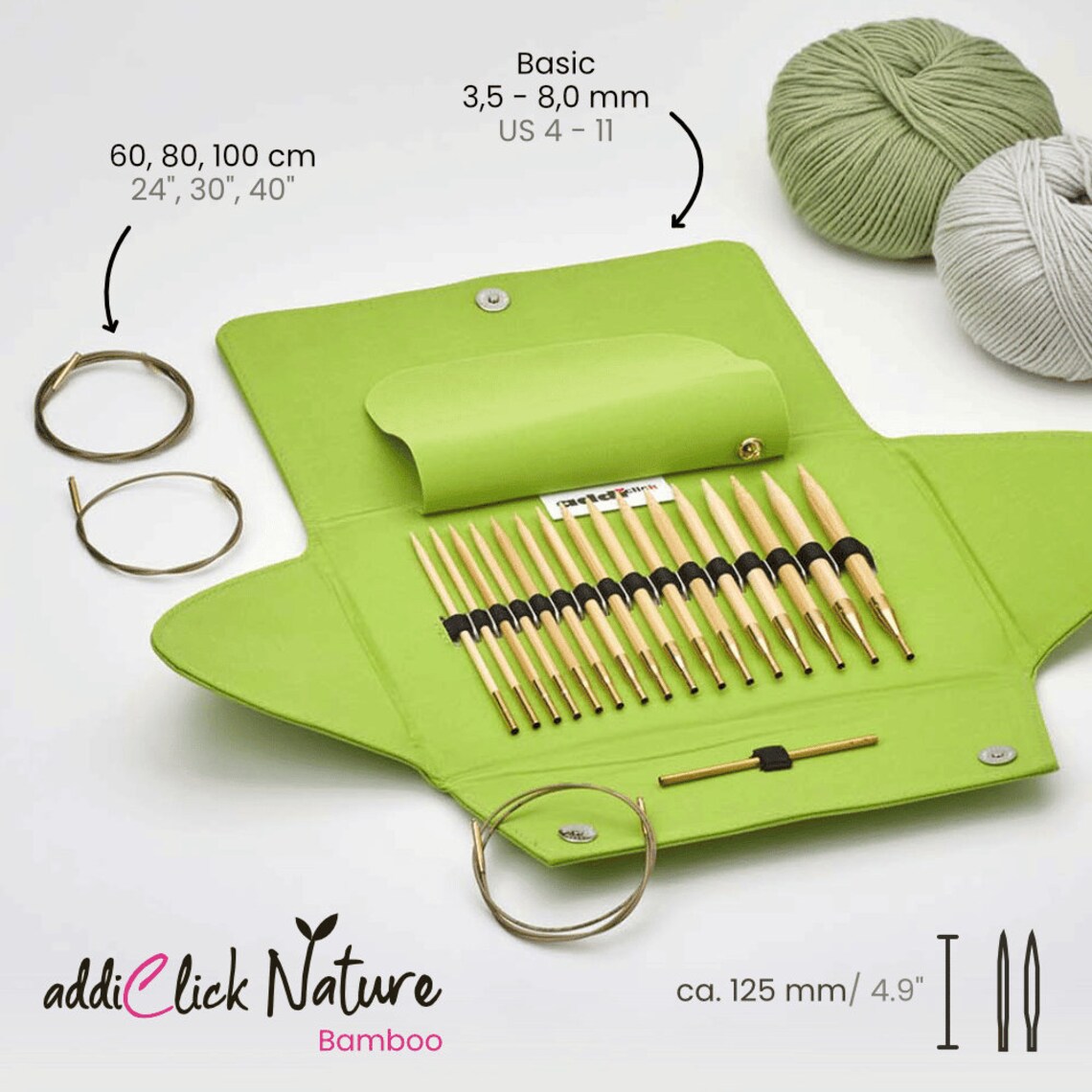 Addi Click Cord Needle Bamboo Set 550-2 - Etsy