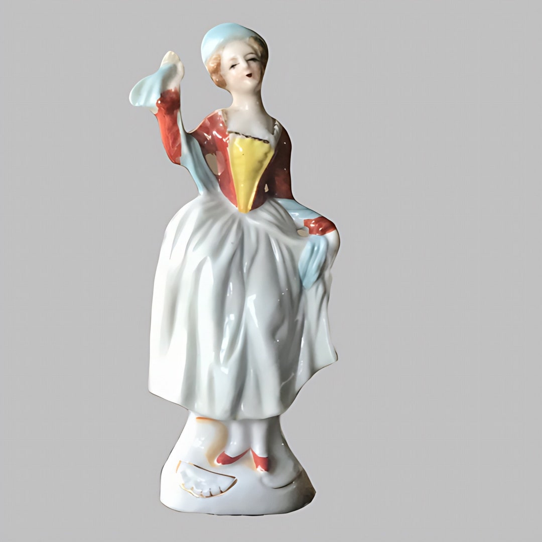 Signed Porcelain Figurine - Vintage Porcelain Victorian Lady - Dancing ...