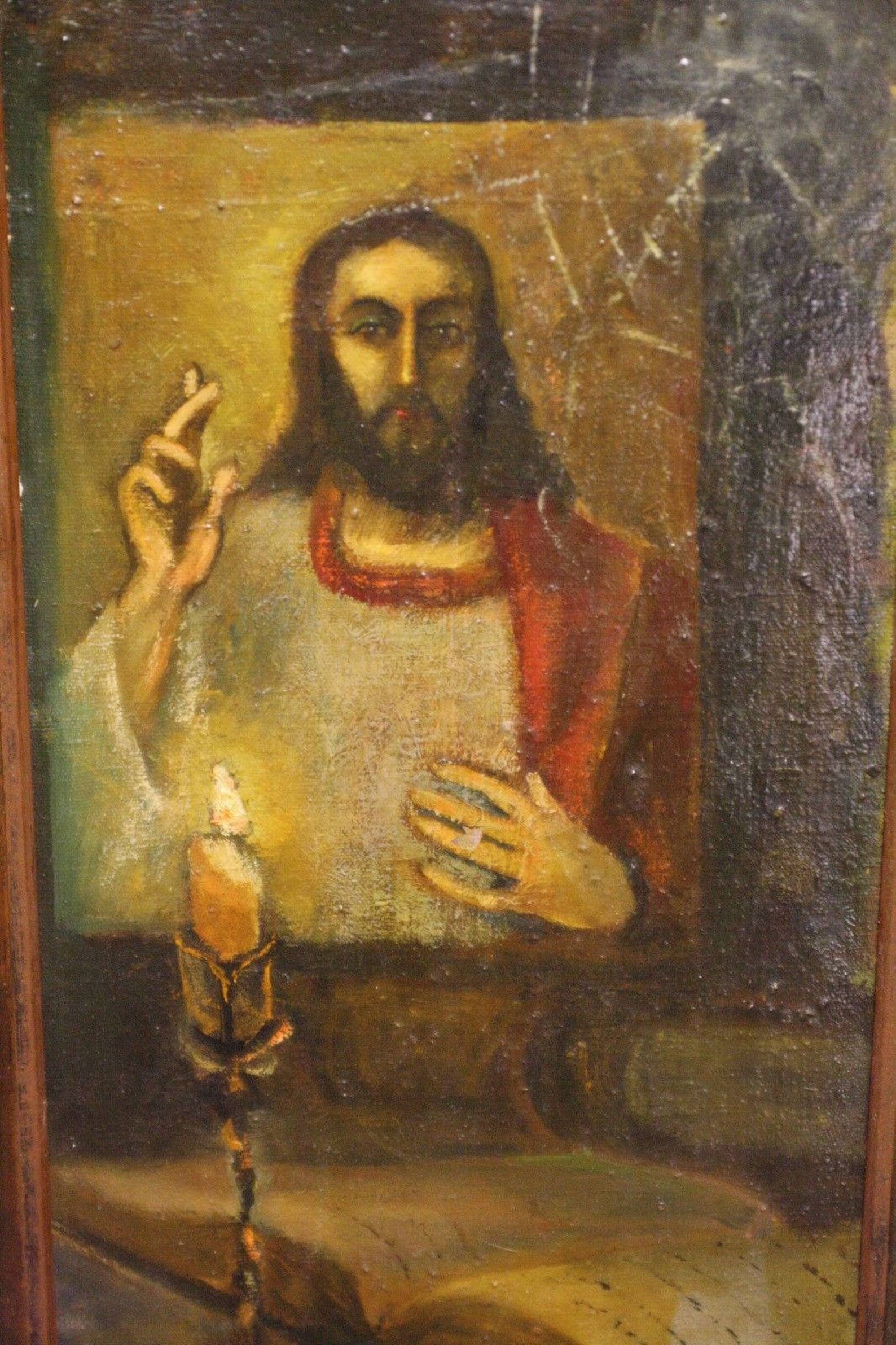Vintage Old Oil Painting on Canvas Jesus Christ. Very RARE - Etsy