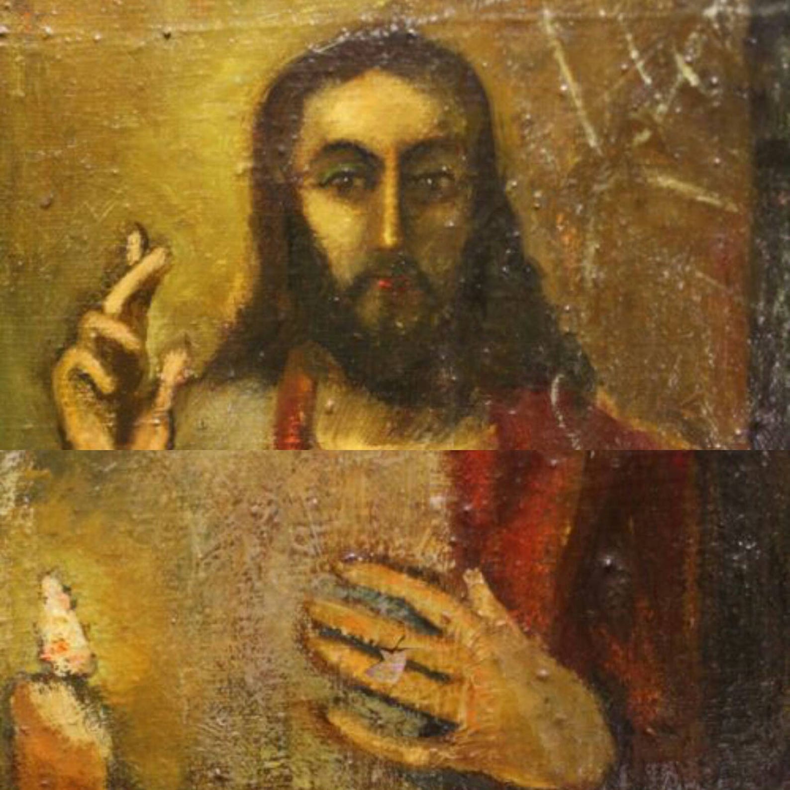 Vintage Old Oil Painting on Canvas Jesus Christ. Very RARE - Etsy
