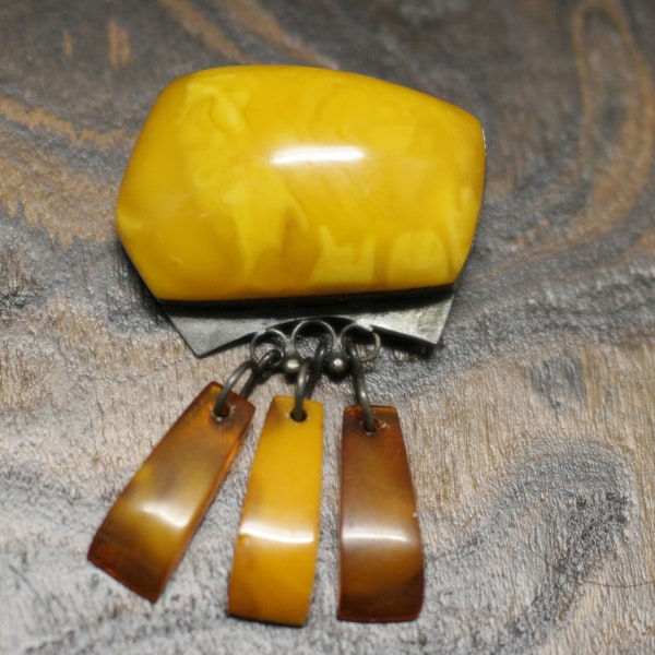 Antique Amber Brooch - Etsy