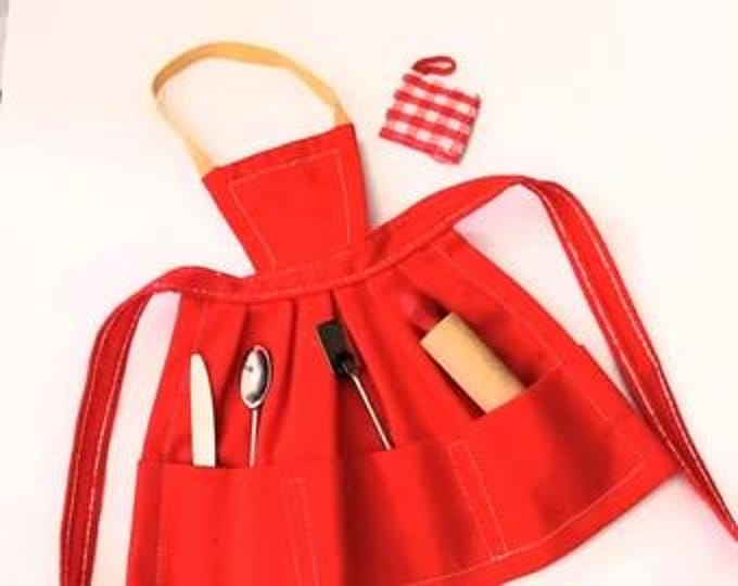 Vintage Barbie Clothes, FREE SHIPPING, Barbie Fashion Pak Red Apron ...