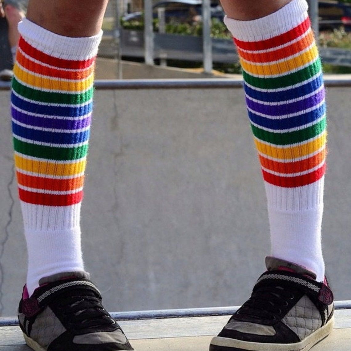 Adult Rainbow Knee High Socks Unisex Tube Socks Rainbow - Etsy
