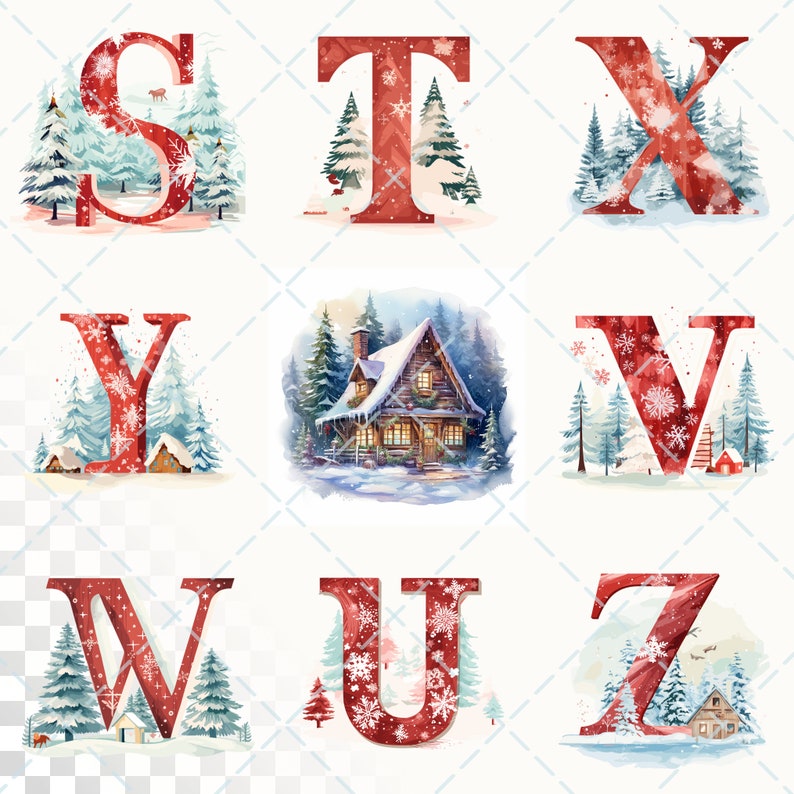 White Christmas Alphabet Transparent PNG SVG Holiday Initials Nordic ...