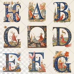 Medieval Castle Alphabet | Transparent PNG Download | Illuminated ...