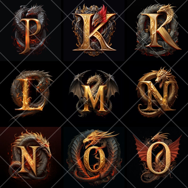 Gold-loving Dragon Alphabet | Halloween Letters | Fantasy Clipart | PNG ...