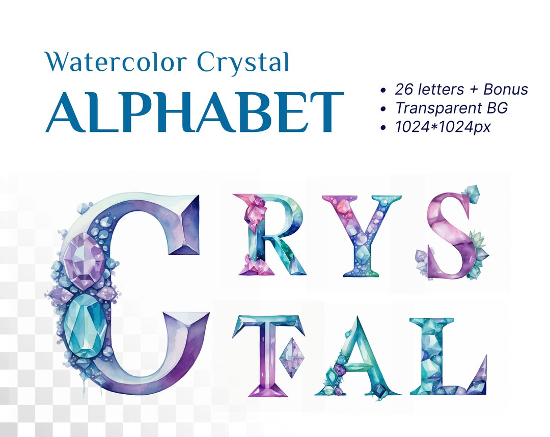 Watercolor Crystal Alphabet Transparent PNG SVG Gemstone Initial ...