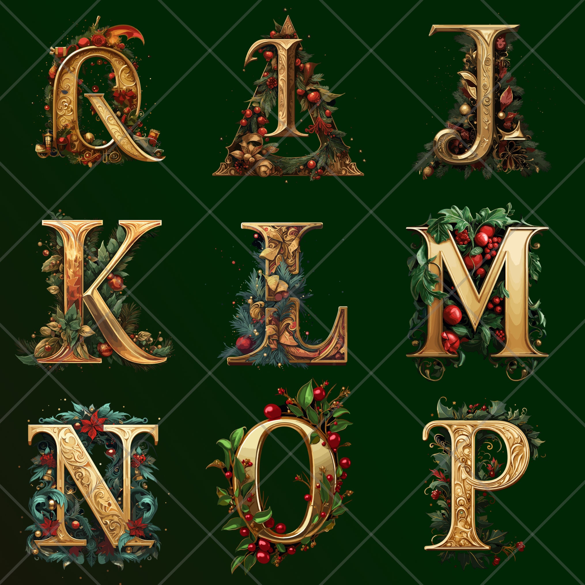 Christmas Alphabet Bundle Transparent PNG SVG Download Card Design ...