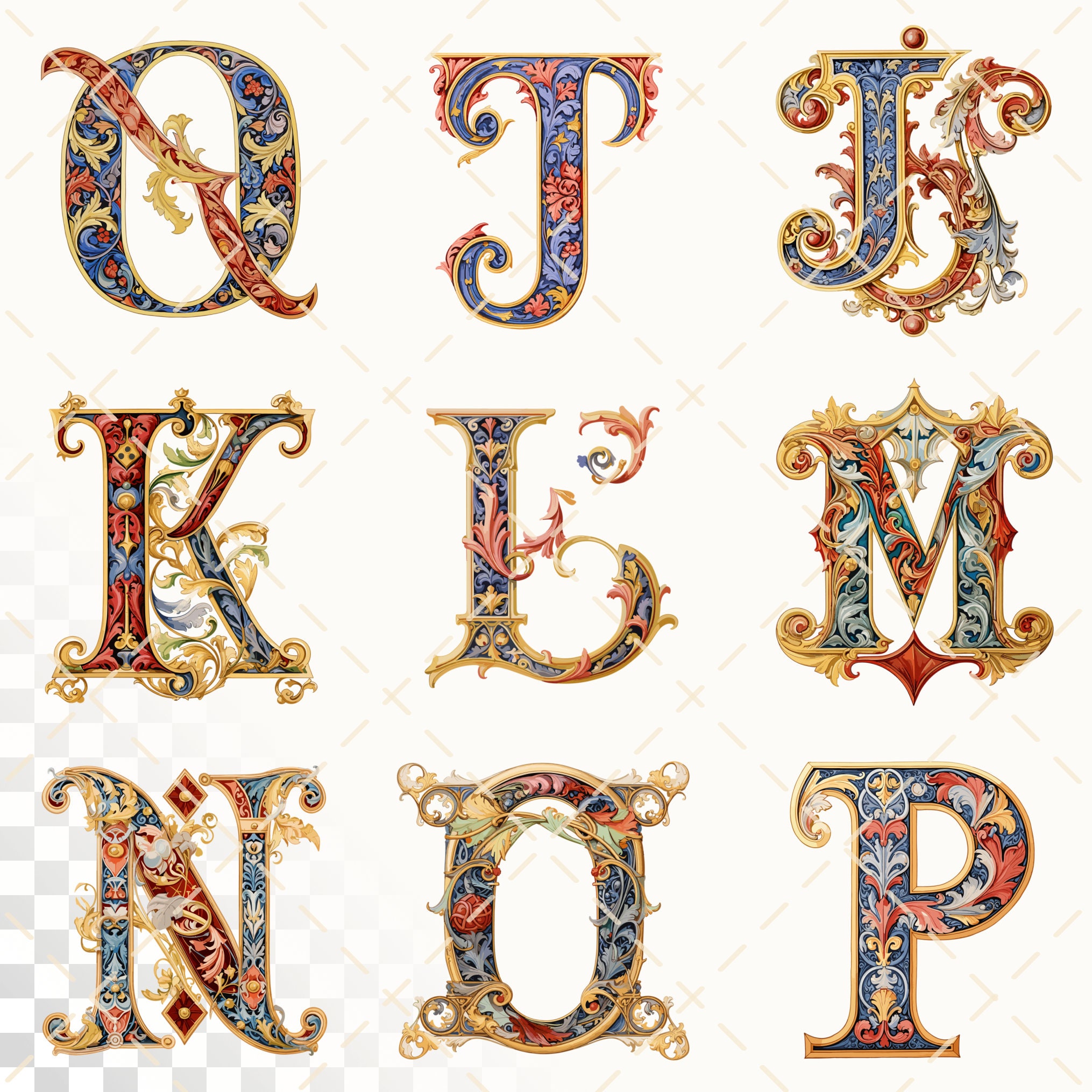 Jeweled Celebration Alphabet Transparent PNG SVG Medieval Illuminated ...